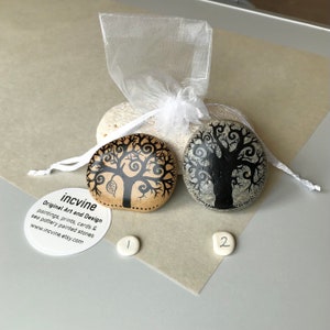 Hand Painted Tree on Natural Stone Tree of Life Painted Stone Ornament ...