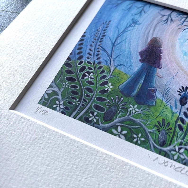 Wonder Moon Limited Edition Print Whimsical Art Girl Tree Moon Vines ...