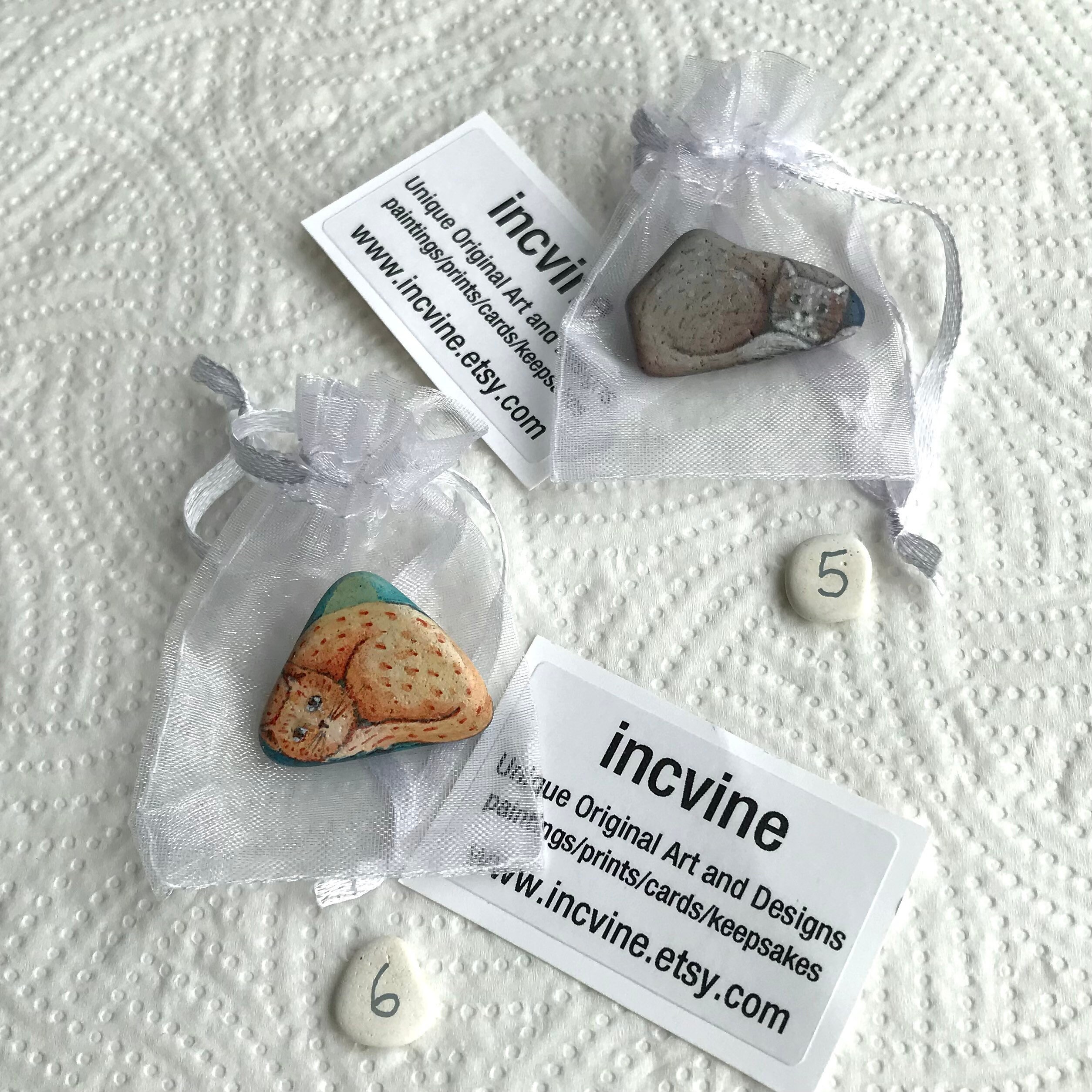 Hand Painted Sea Pottery Cat Painted Stone Pocket Stone Cat - Etsy UK