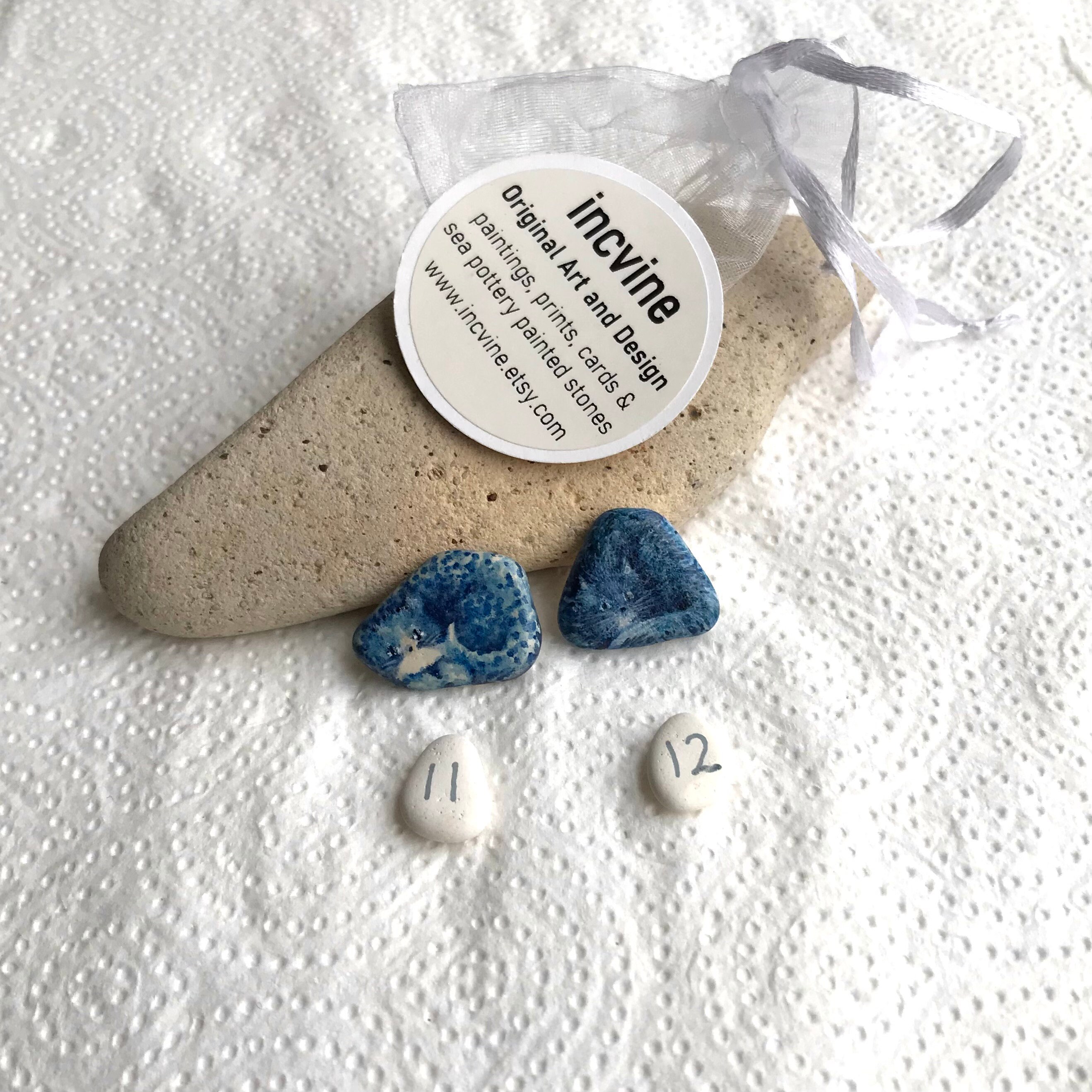 Hand Painted Sea Pottery Cat Painted Stone Small Pocket Stone Cabochon ...