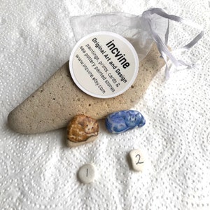 Hand Painted Sea Pottery Cat Painted Stone Small Pocket Stone Cabochon ...