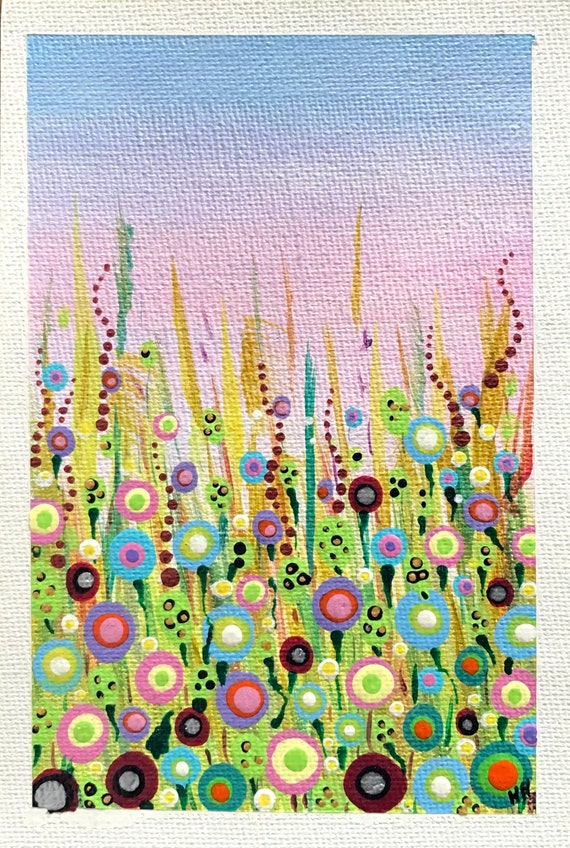 Flower Meadow Original Painting Abstract Art Acrylic Painting Colourful ...