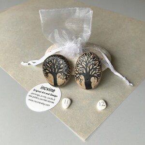 Hand Painted Tree on Natural Stone Tree of Life Painted Stone Ornament ...