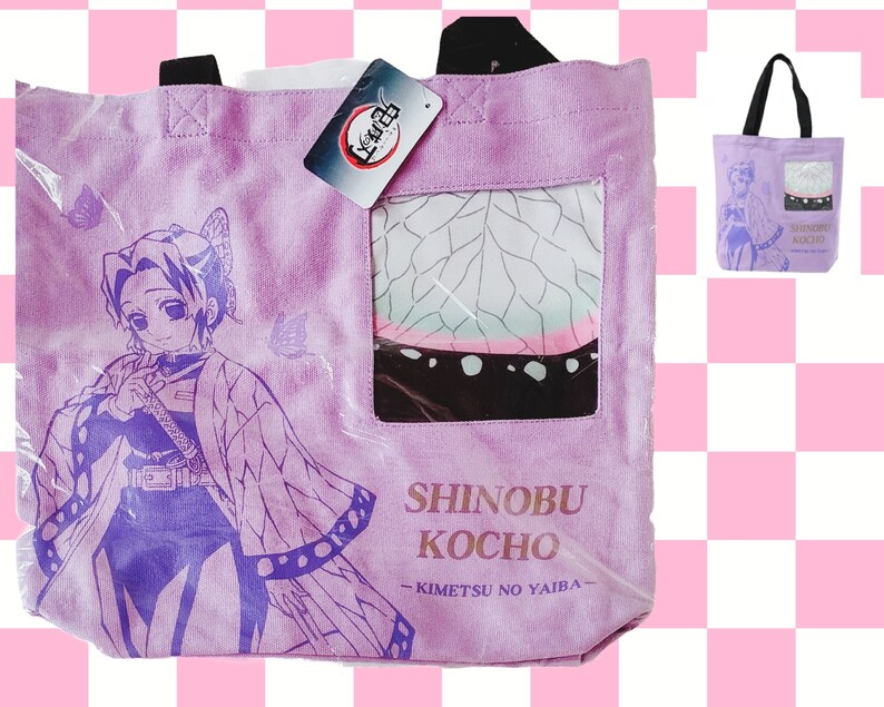 Curated Demon Slayer Kimetsu No Yaiba Canvas Tote Bag Shinobu Kocho and ...