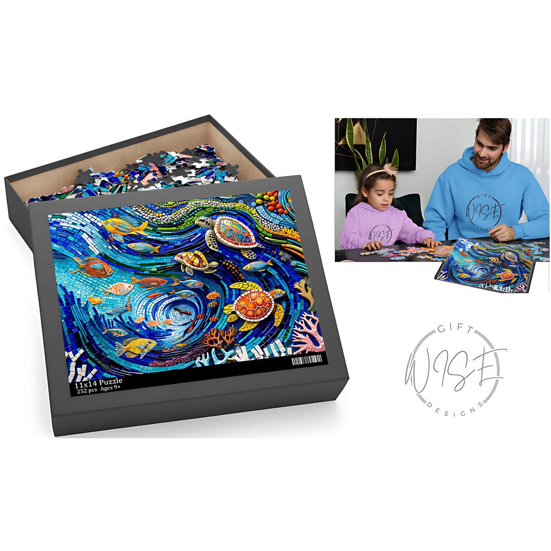 Mosaic Style Marine Life Puzzle Pieces, Gifts for Sea Lovers, Family ...