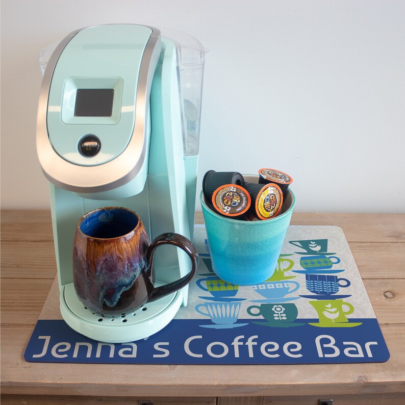 Custom Coffee Maker Mat Cute Retro Coffee Cup Washable | Etsy