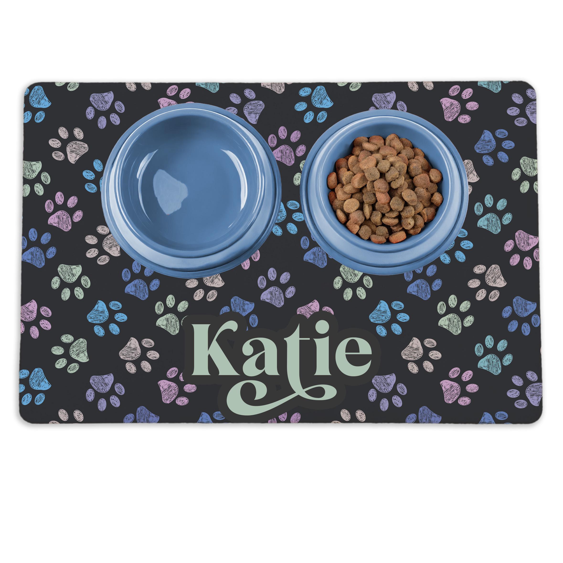 Pastel Paws Personalized Pet Placemat - Washable Food Mat Customized ...