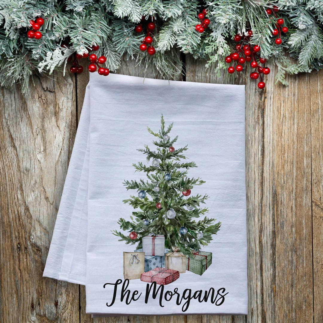 Customizable Christmas Tree Tea Towel Premium Flour Sack Dish Towel ...