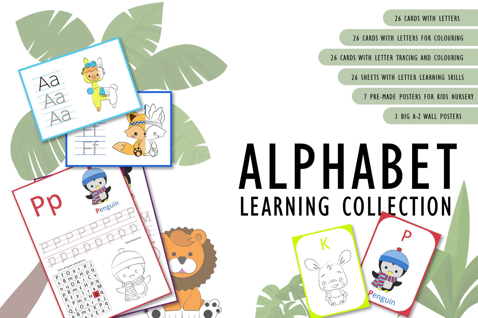 Letter Tracing Activity for Kids. Alphabet Learning Big Collection - Etsy