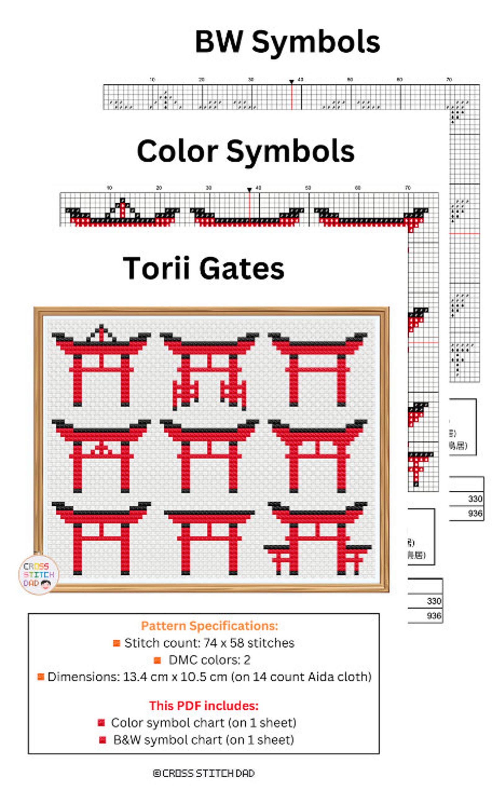 Torii Gate Cross Stitch Pattern PDF - Etsy