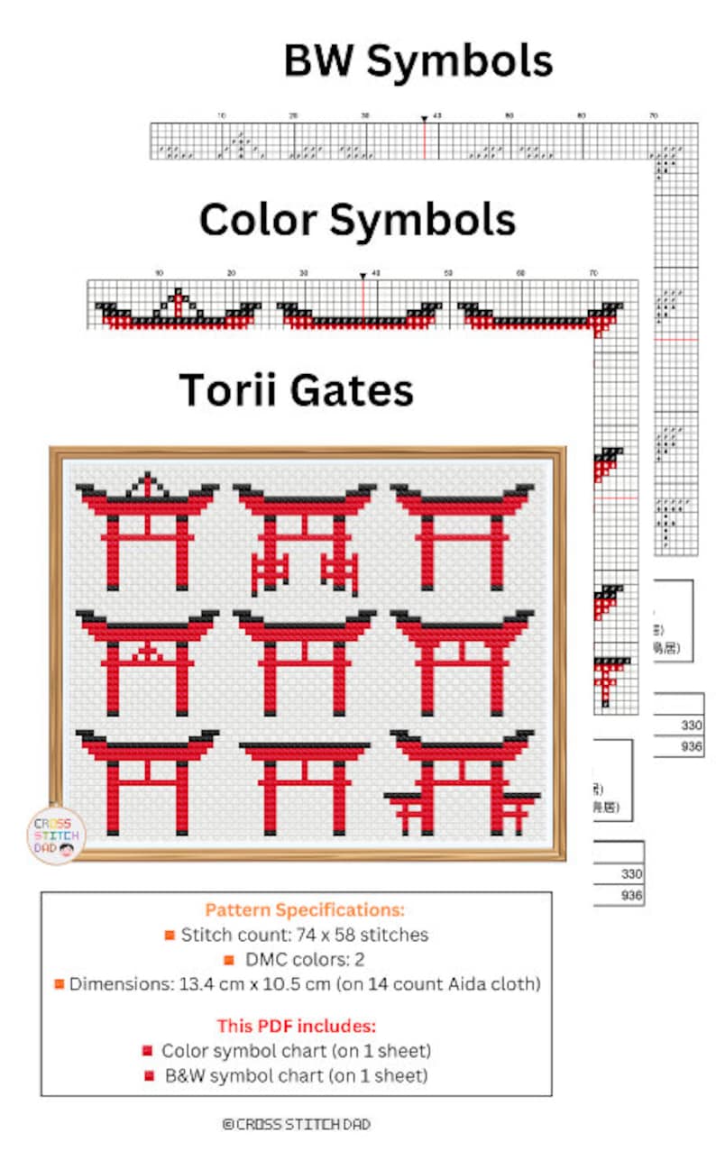 Torii Gate Cross Stitch Pattern PDF - Etsy