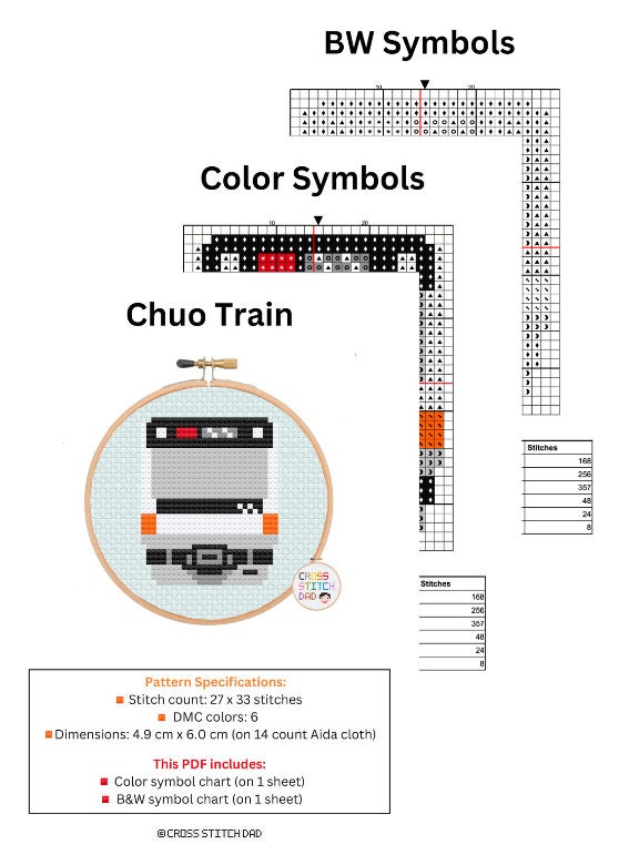 Chuo Line (rapid) E233 Series Train Cross Stitch Pattern PDF - Etsy