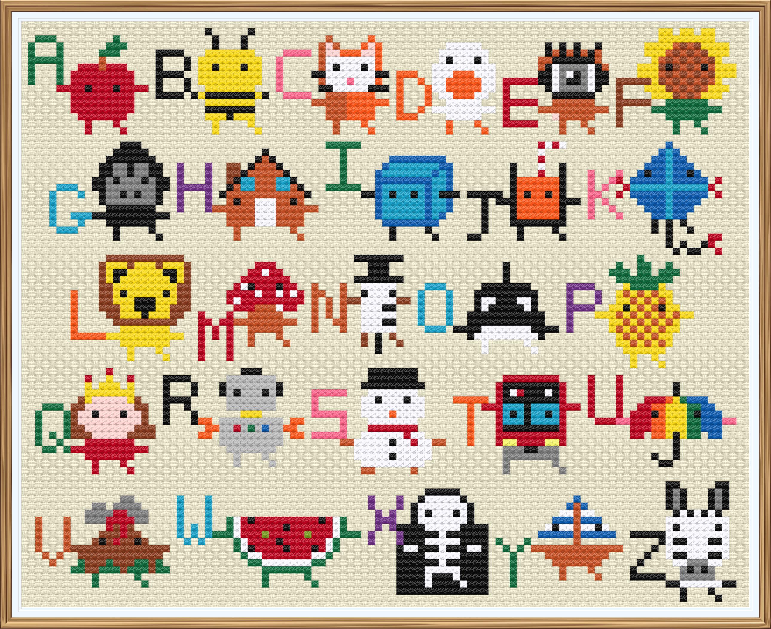 ABC Characters Cross Stitch Pattern PDF - Etsy