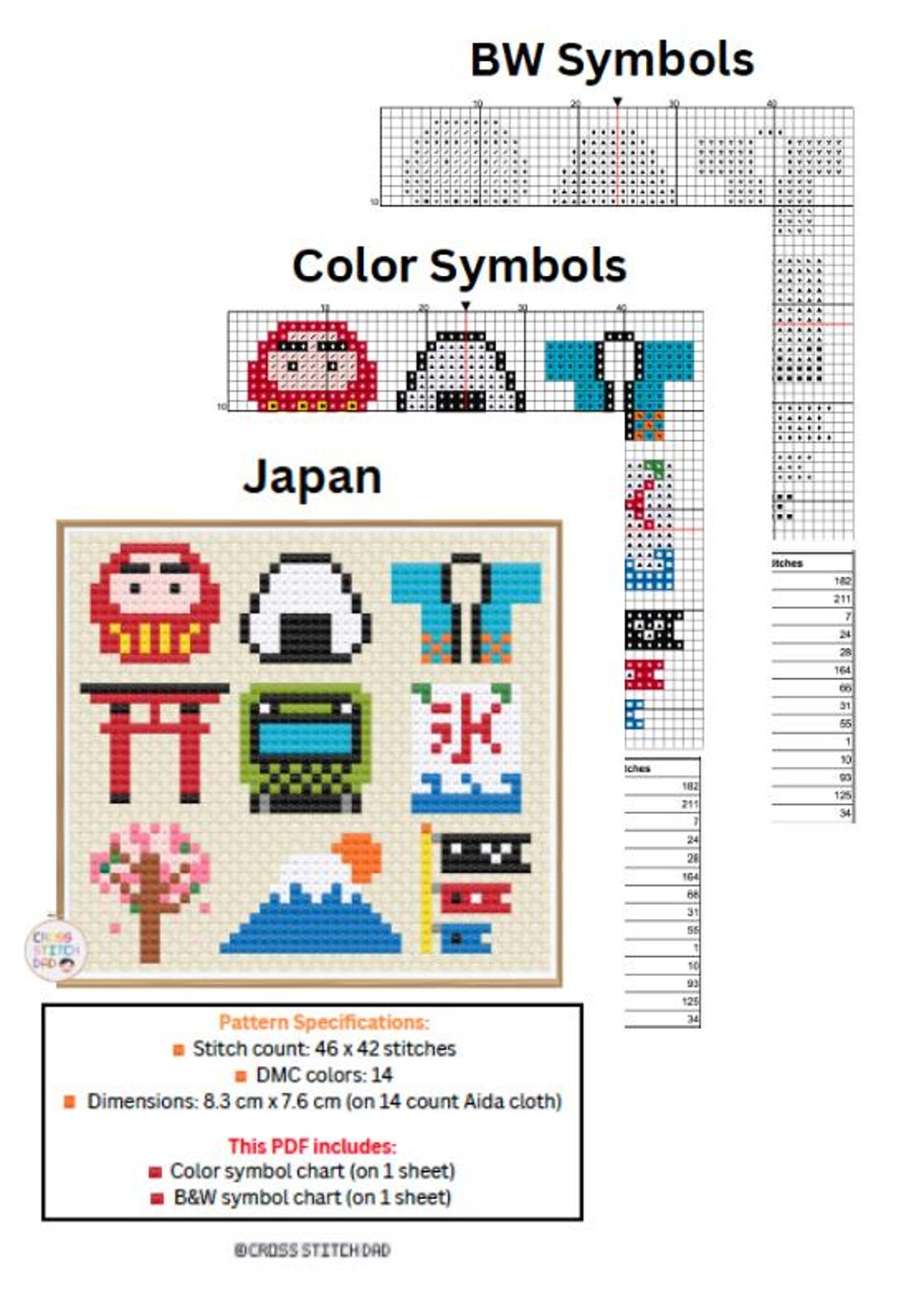 Japan Cross Stitch Pattern PDF - Etsy