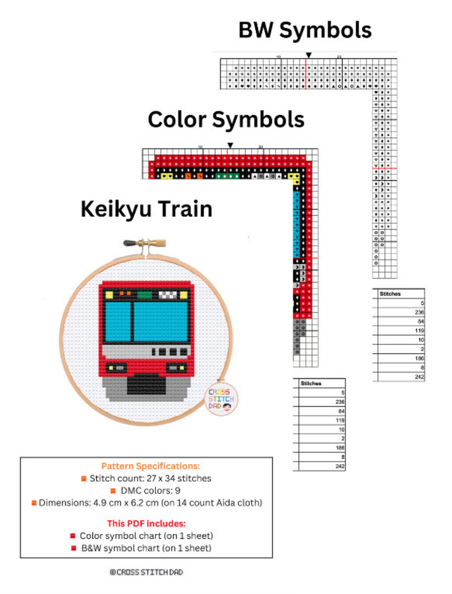 Keikyu Line Train Cross Stitch Pattern PDF - Etsy