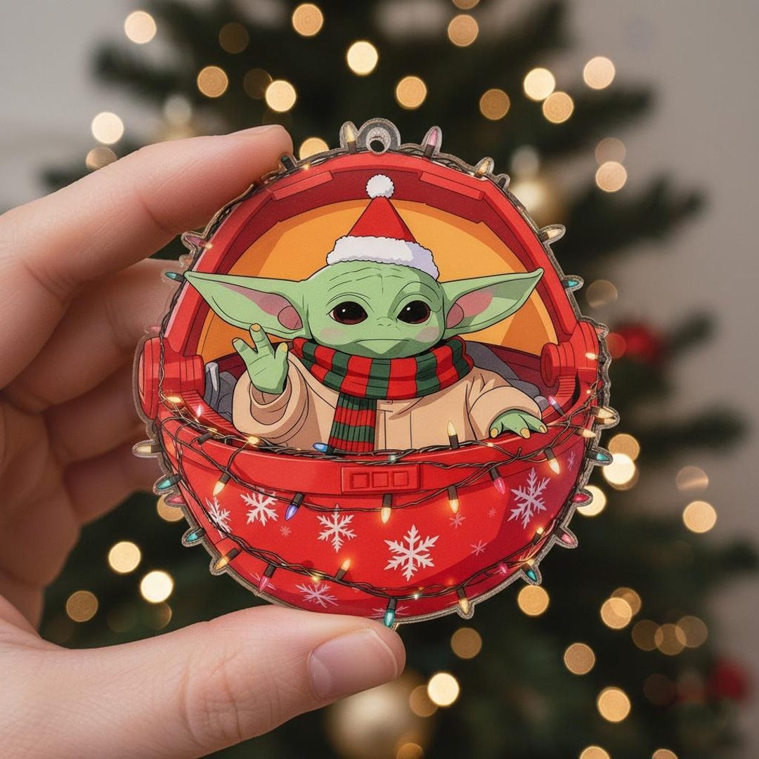 Grogu Acrylic Christmas Ornament, Grogu Santa Hat Fan Gift, Star Wars ...