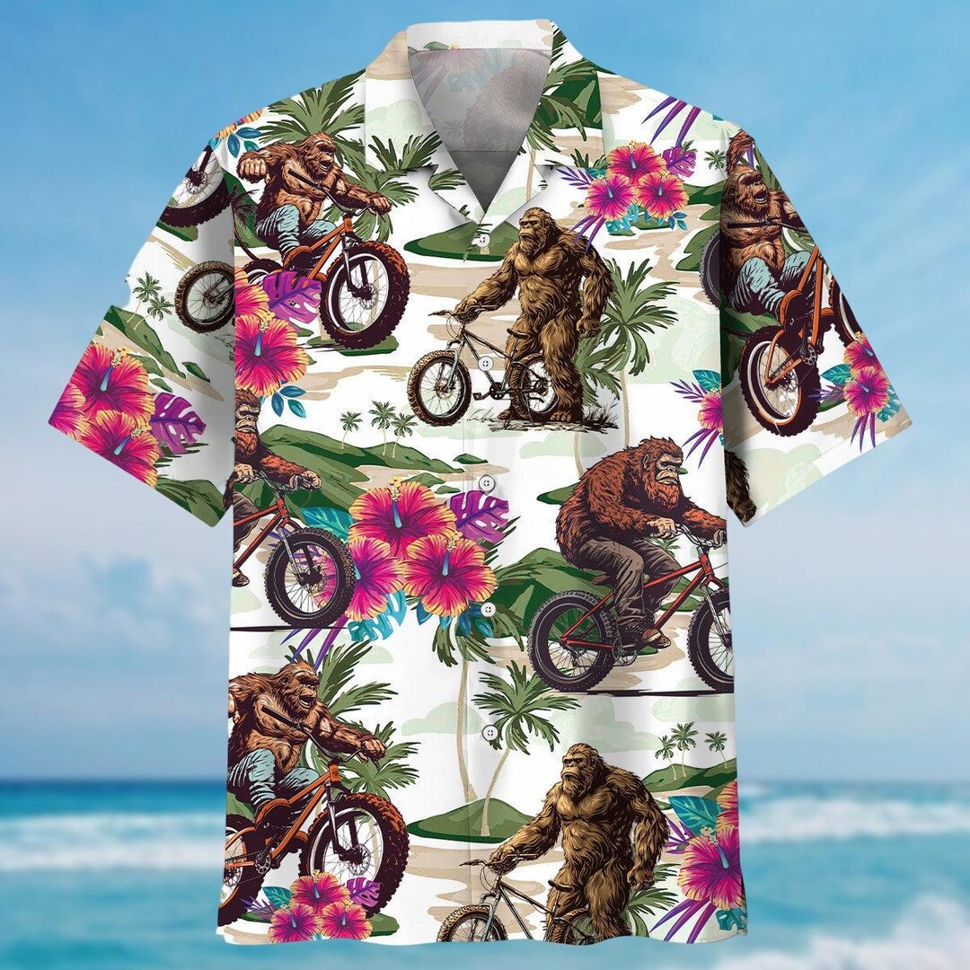 Bigfoot Hawaiian Shirt, Sasquatch Aloha Shirt, Mountain Summer Shirt ...