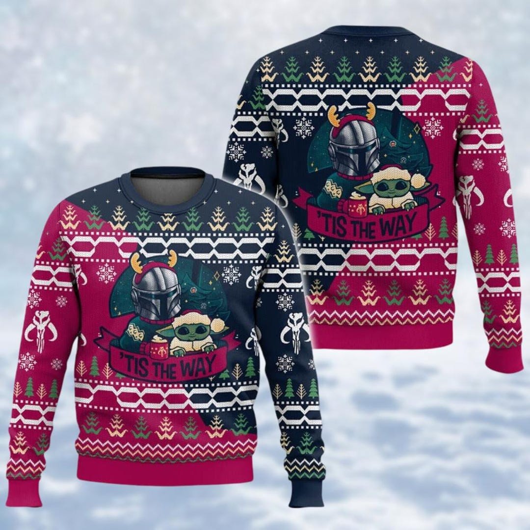 Christmas Mandalorian and Grogu Ugly Sweater, Baby Yoda Holiday Sweater ...