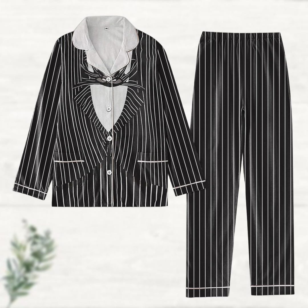 Halloween Jack Skellington Costume Cosplay Pajamas Set, Nightmare ...