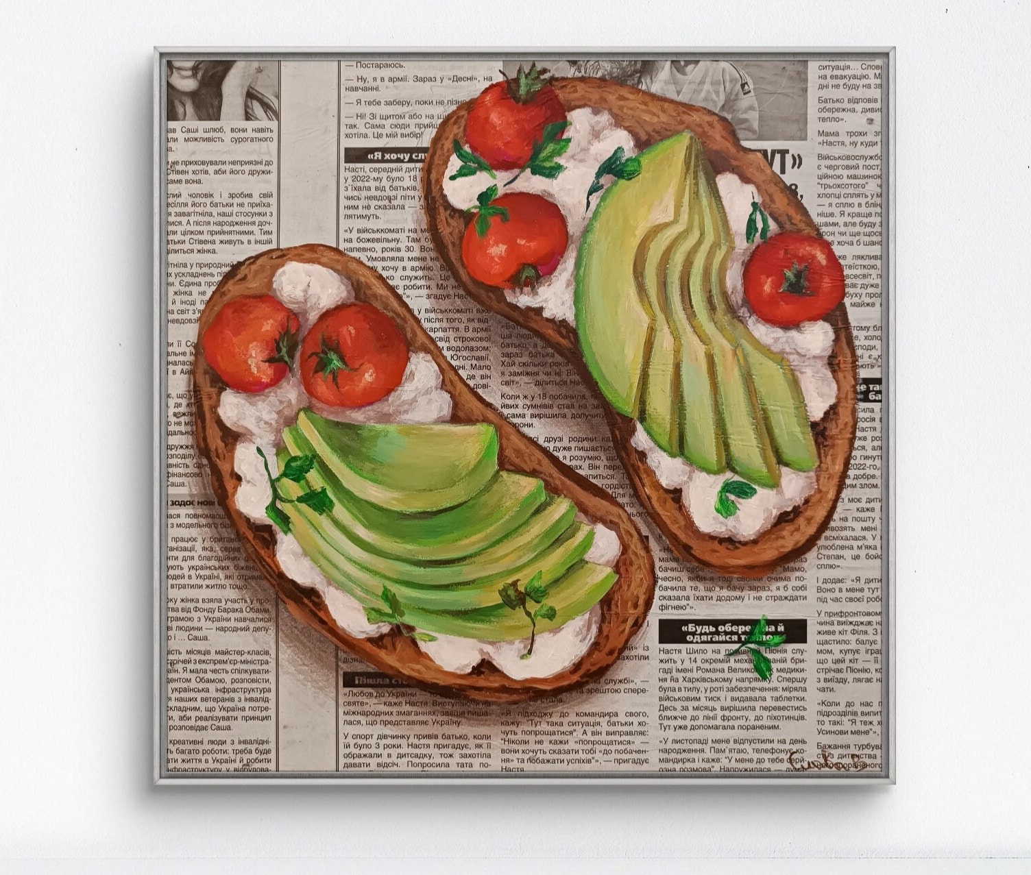 Sandwich Painting Food Painting on Newspaper Acrylic Painting Newspaper ...