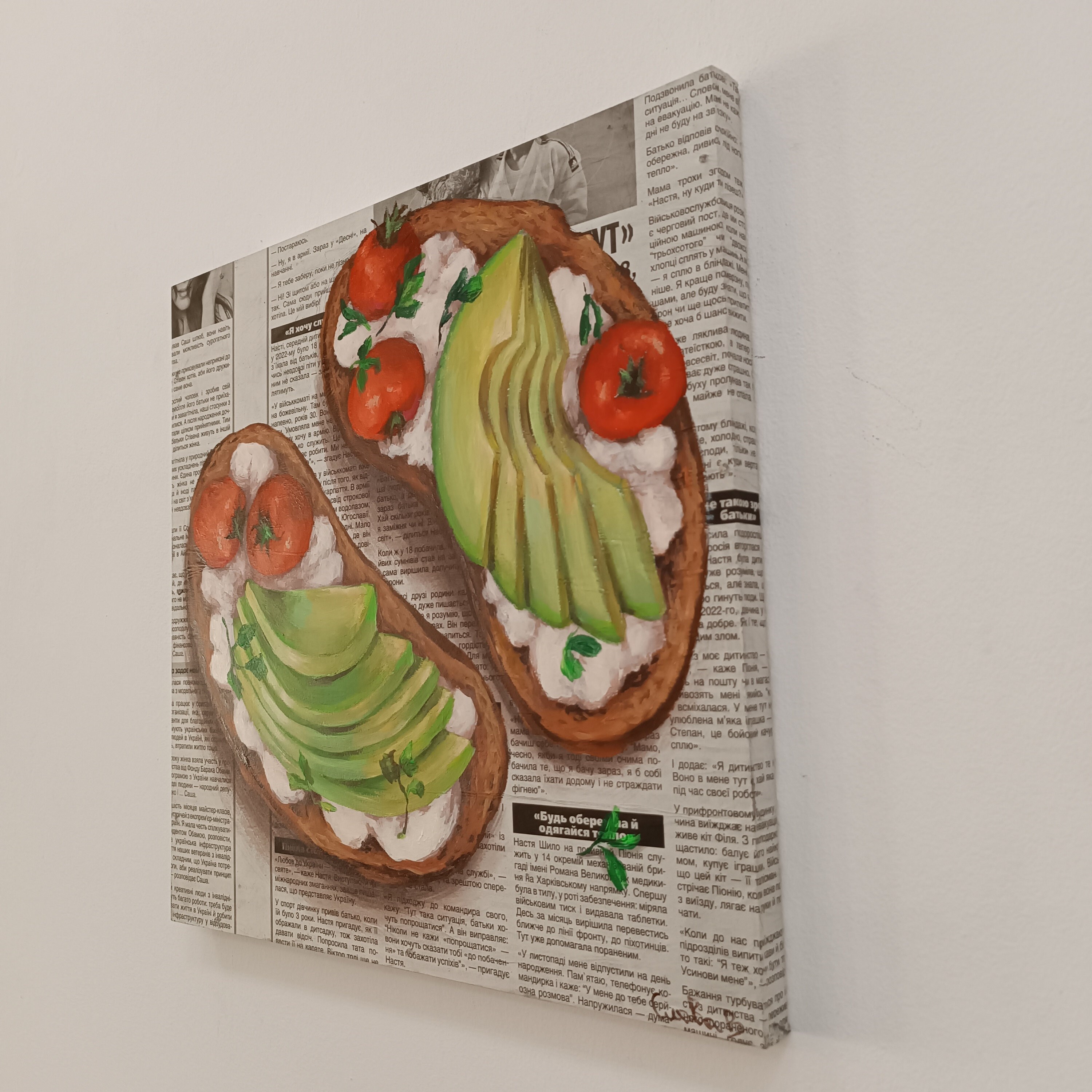 Sandwich Painting Food Painting on Newspaper Acrylic Painting Newspaper ...