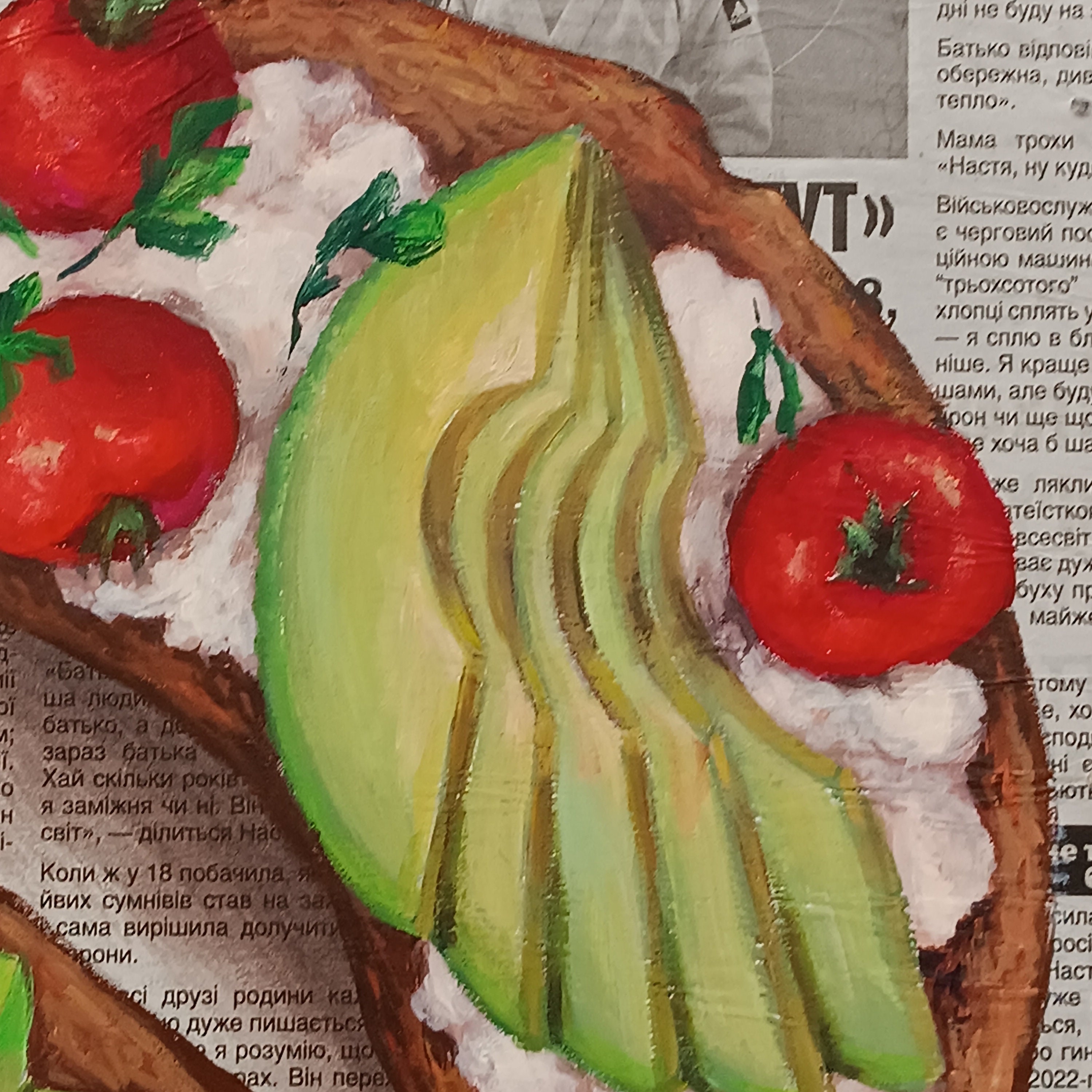 Sandwich Painting Food Painting on Newspaper Acrylic Painting Newspaper ...