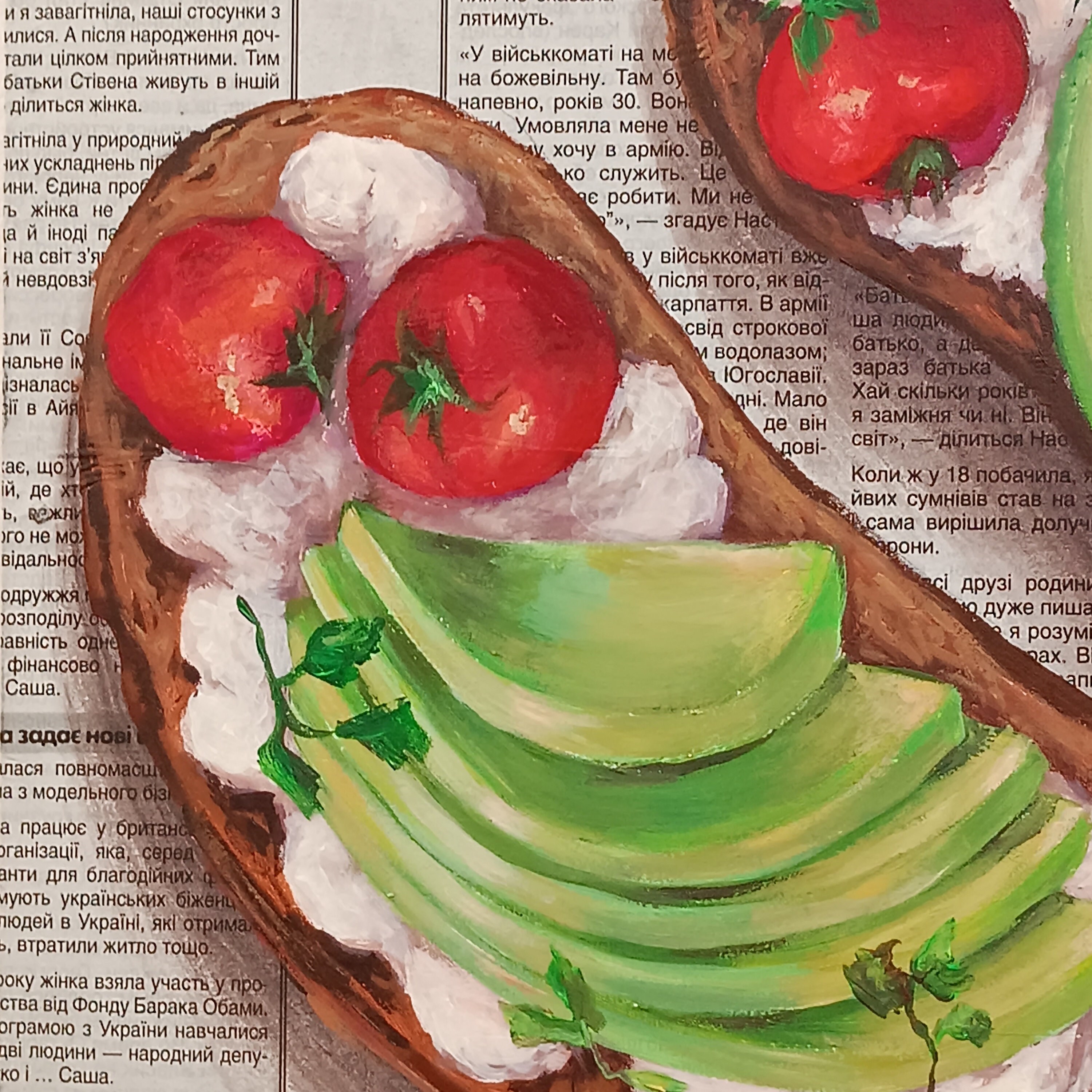 Sandwich Painting Food Painting on Newspaper Acrylic Painting Newspaper ...