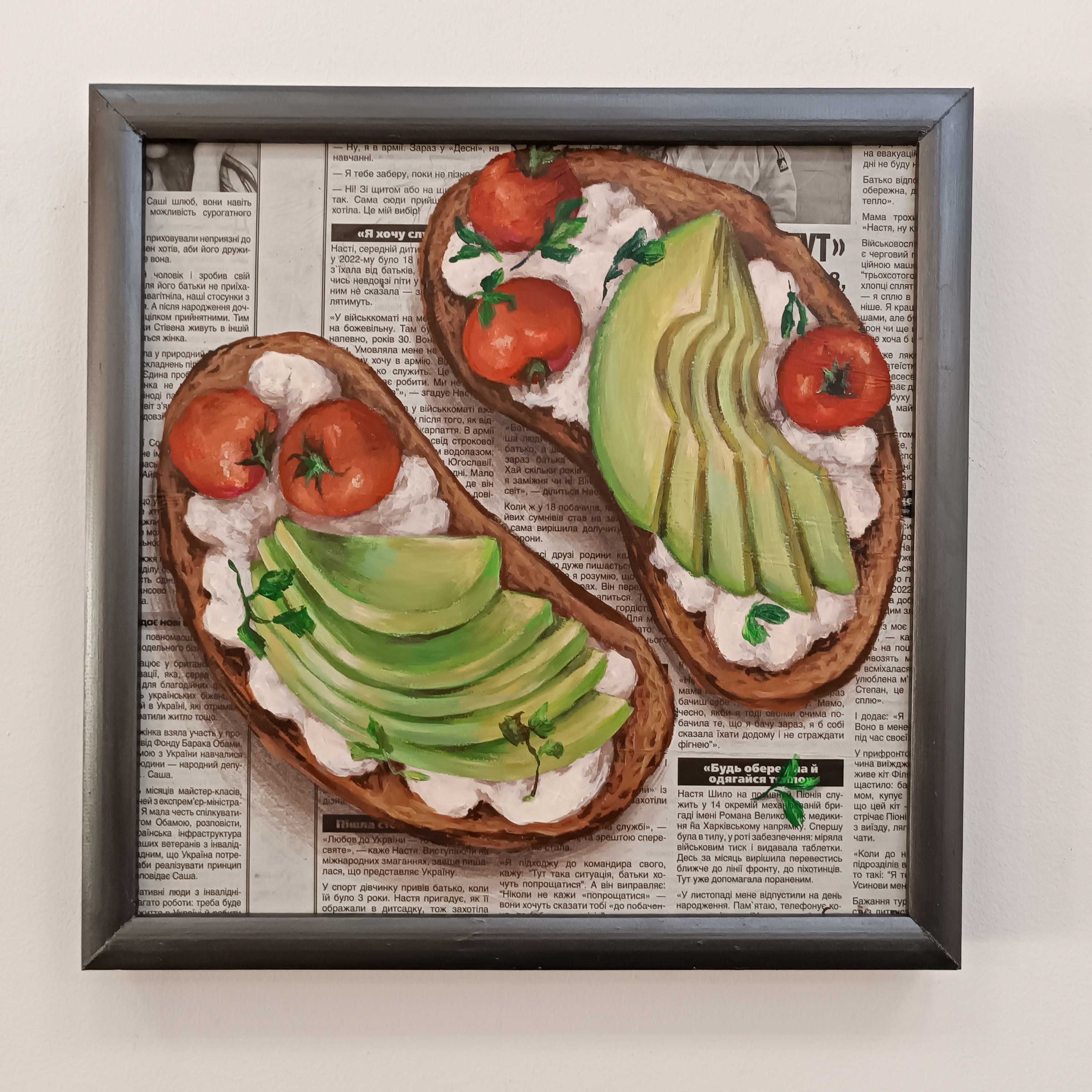 Sandwich Painting Food Painting on Newspaper Acrylic Painting Newspaper ...