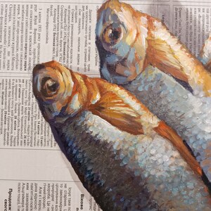 Fish Painting on Newspaper, Acrylic Painting, Food Painting, Newspaper ...