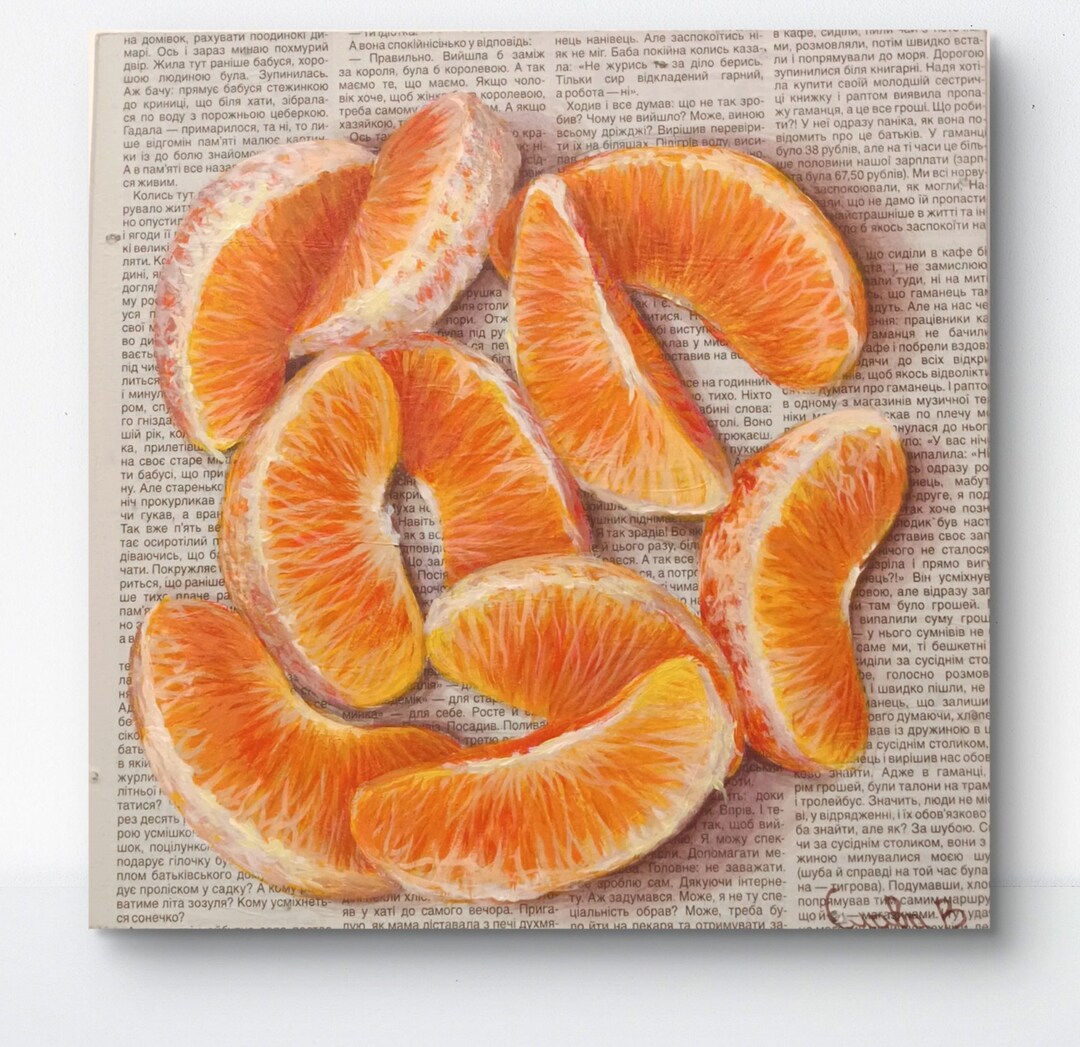 Orange Painting on Newspaper Original Oil Painting to Order Orange Wall ...