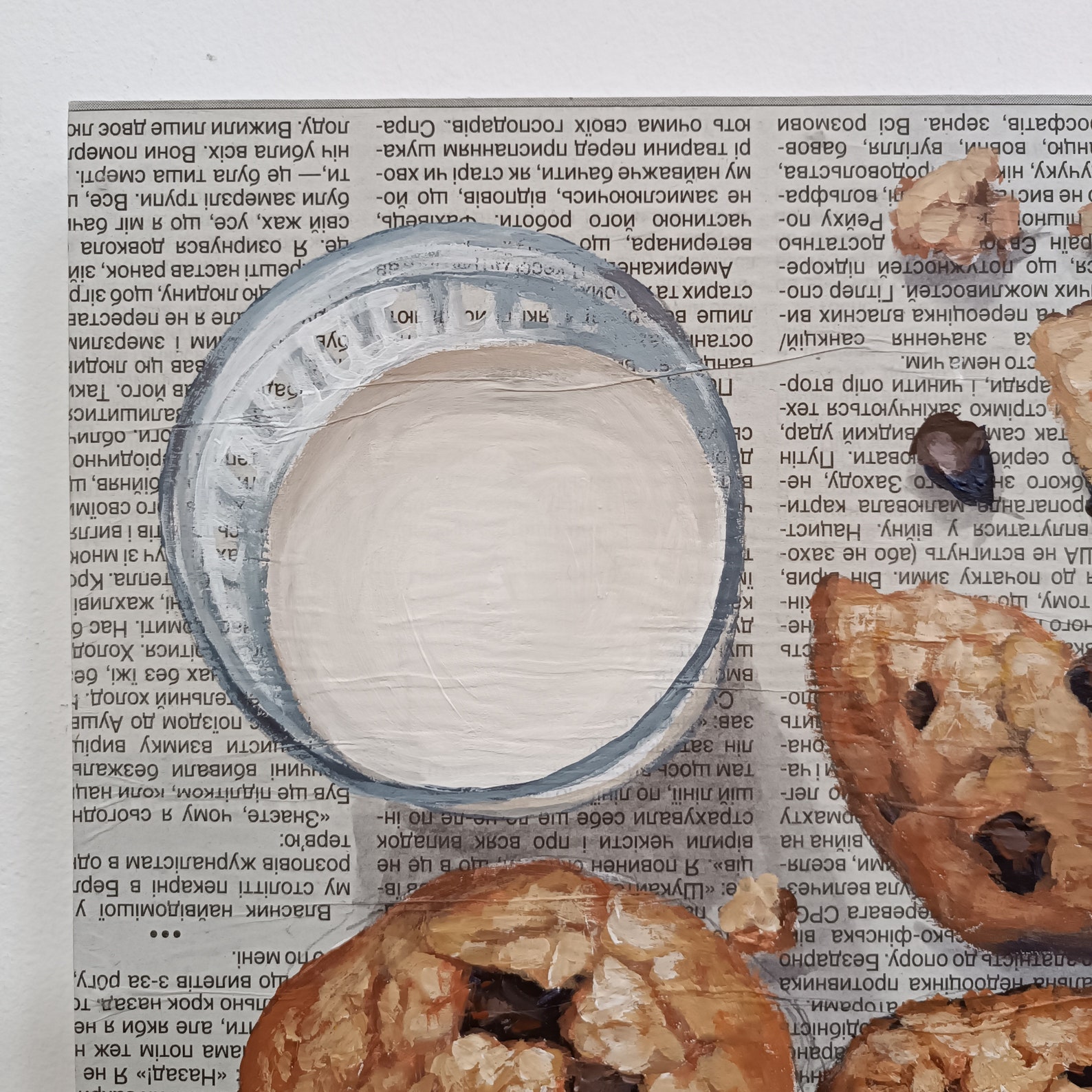Choco Chip Cookies Acrylic Painting on Newspaper - Bakery Wall Decor ...