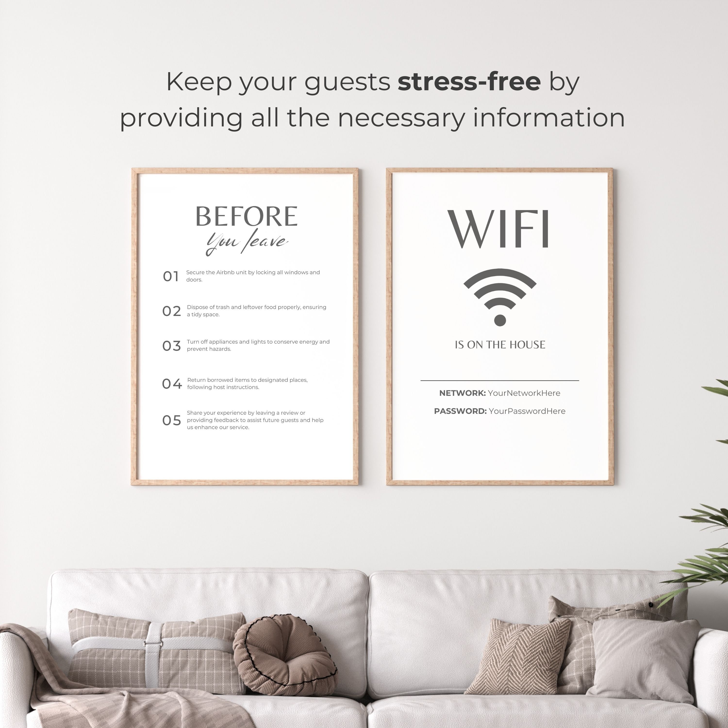 Airbnb Sign Bundle, Airbnb Signage Template, Wifi Password Sign, Airbnb ...