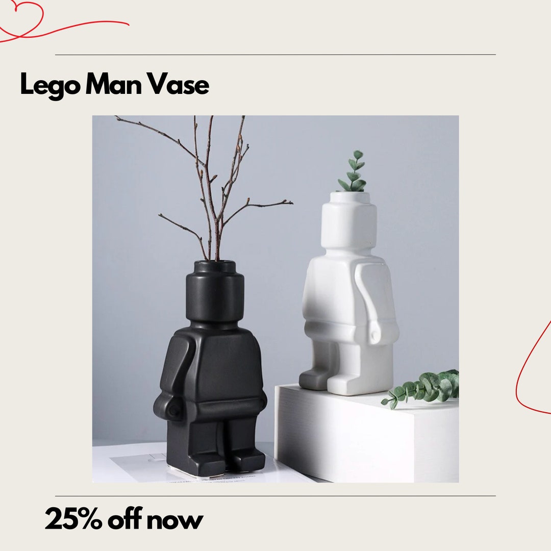 Lego Resin Statue Creativity Block Man TV Cabinet Desktop Flower Vase ...