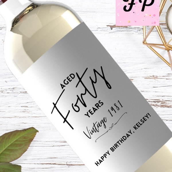 40th Wine Labels - Etsy