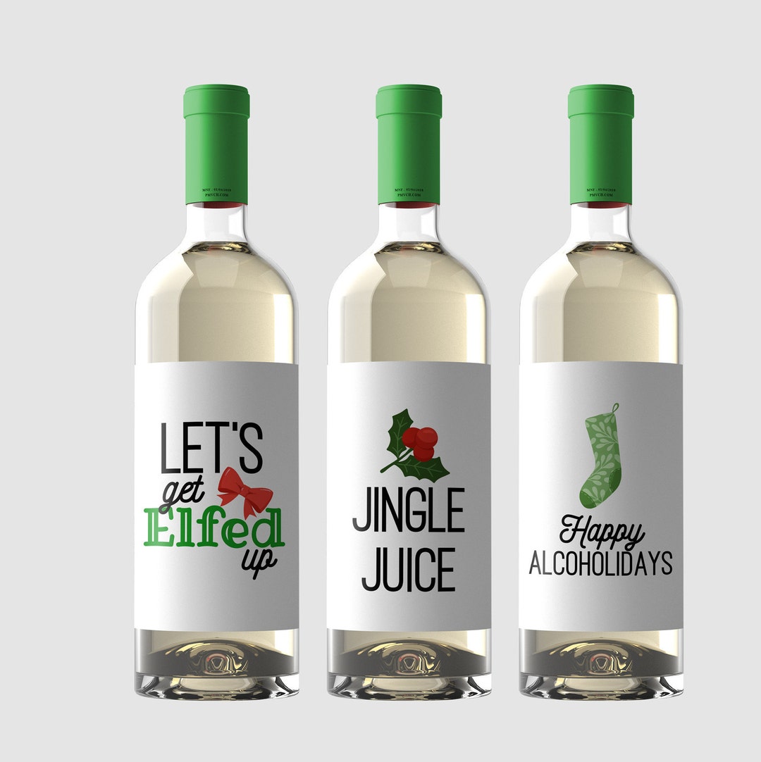FUNNY Christmas Wine Labels Custom Wine Labels Wine Label Holiday Wine ...