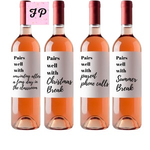 Teacher Wine Labels - Teacher Wine Stickers - New Teacher Gift Wine ...