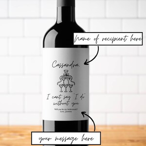 Bridesmaid Proposal Wine Label – Personalized Champagne Label, Custom ...
