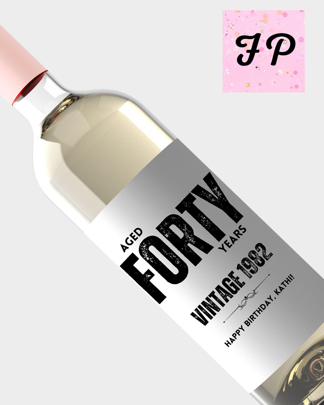 Forty Year Birthday Label | 40 Birthday Gift Wine Labels | Party Decor ...