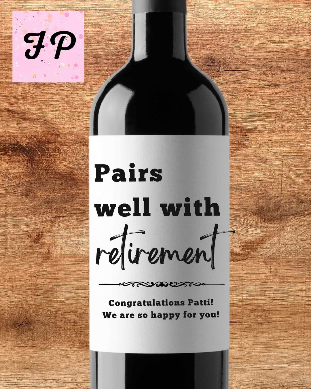 Pairs Well With Retirement Custom Wine Label, Retirement Gift, Work ...