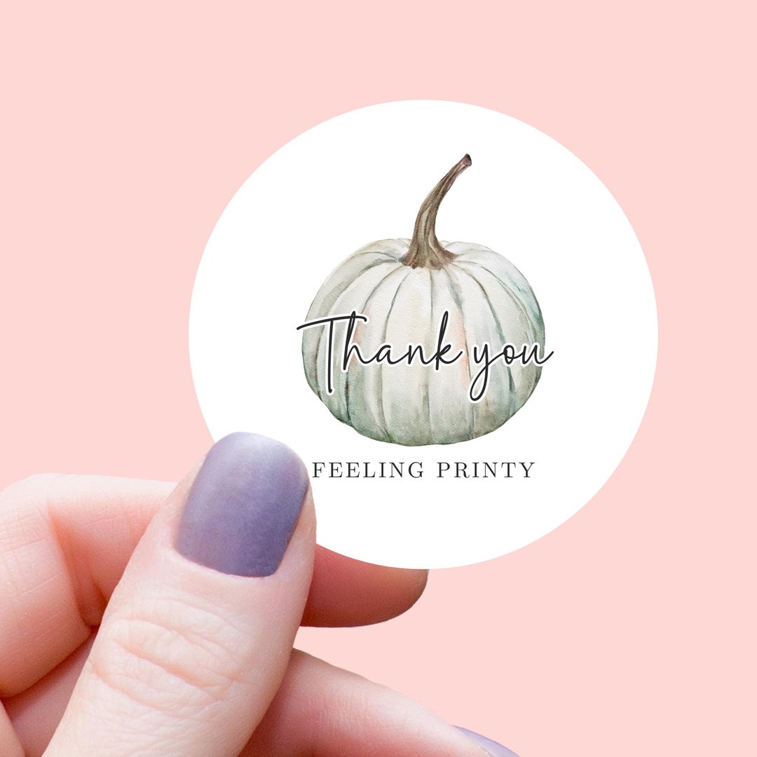 20 Fall Thank You Stickers, Custom Business Round Pumpkin Stickers, 2 ...
