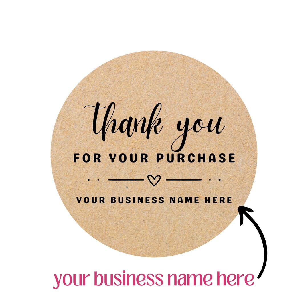 20 Thank You for Your Purchase Stickers. Custom Round Order Packaging ...