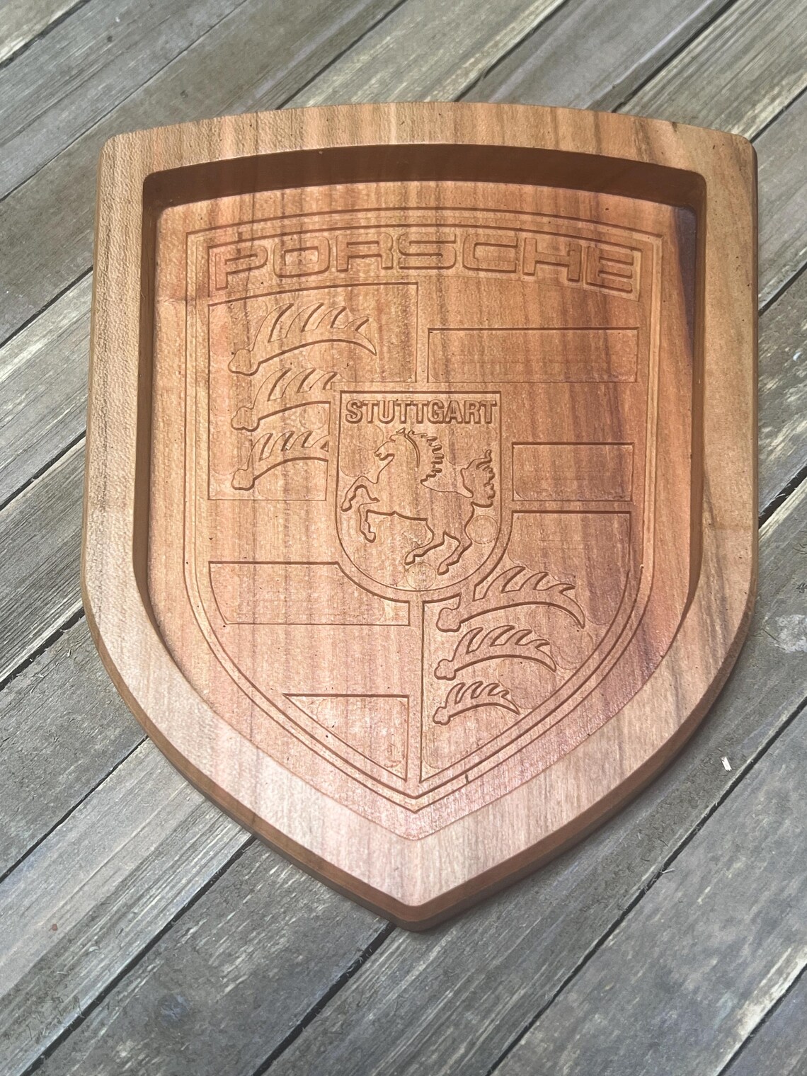 Porsche Logo Cherry Woodwooden Valet Tray Catch All Drop Tray Solid ...