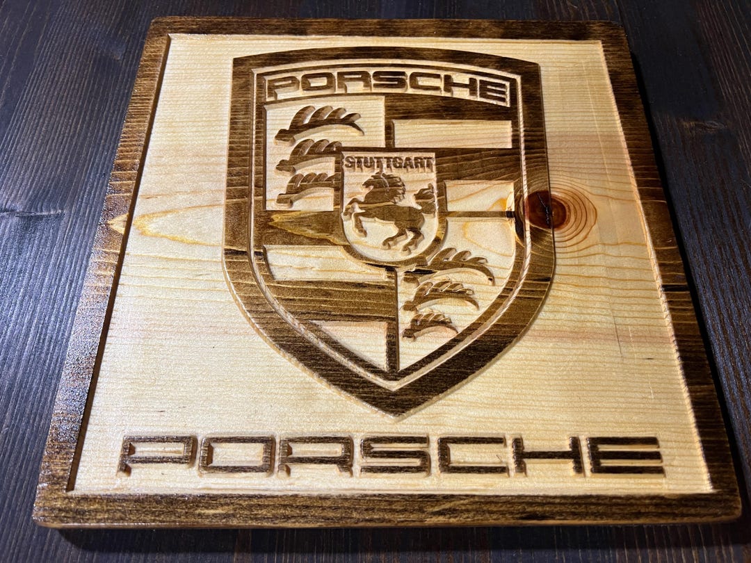 Porsche Logo Classic Car Art Wooden Sign CNC Engraved Man Cave Sign 911 ...