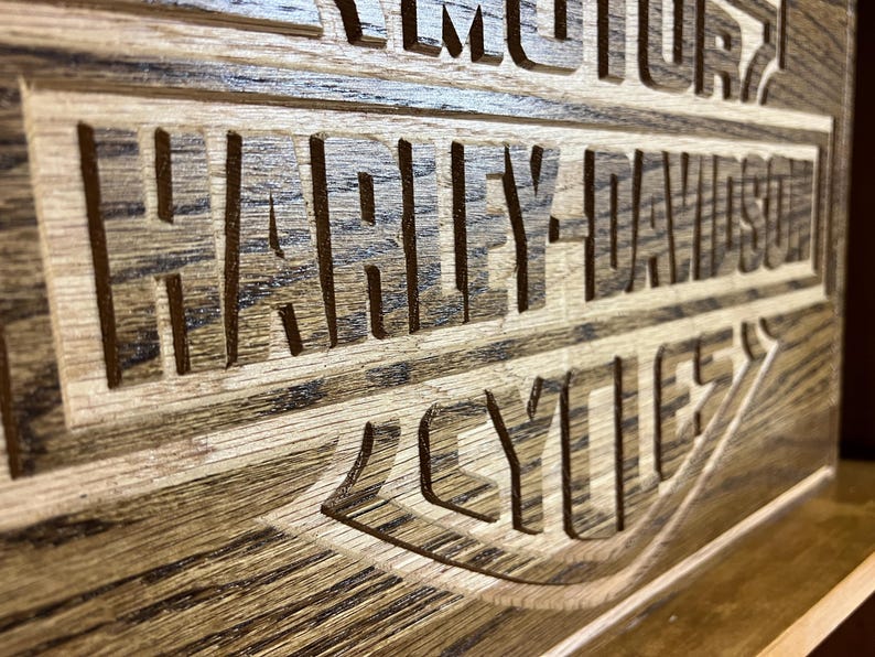 Harley Davidson Harley-davidson Logo HD Wood Solid Oak Sign Plaque Wall ...