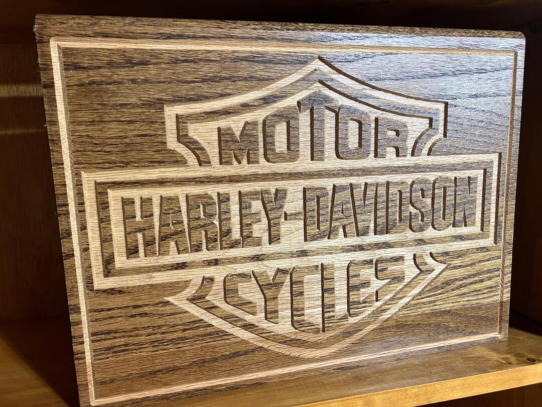 Harley Davidson Harley-davidson Logo HD Wood Solid Oak Sign Plaque Wall ...