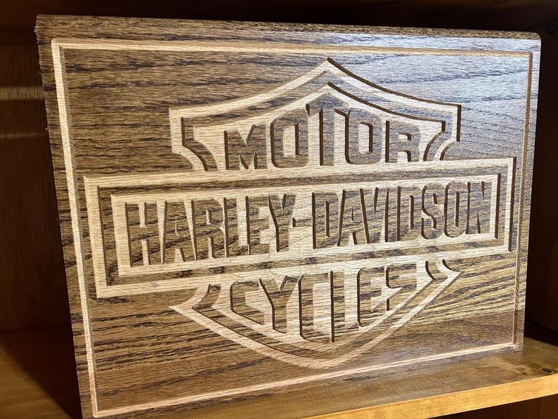 Harley Davidson Harley-davidson Logo HD Wood Solid Oak Sign Plaque Wall ...