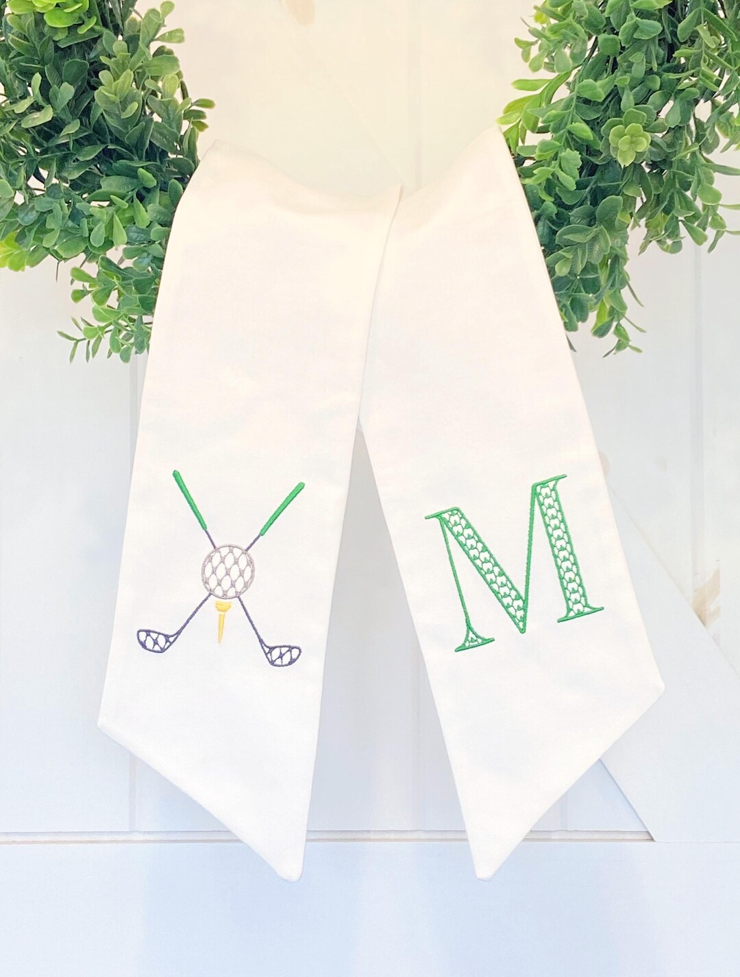 Golf Clubs Wreath Sash With Monogrammed Initial for Year Round Porch ...