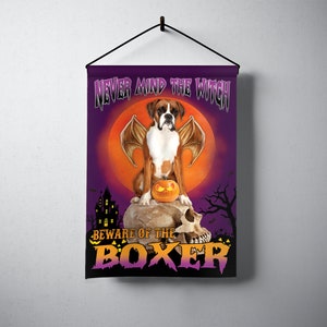 Never Mind the Witch Beware of the Boxer Flag Halloween Boxer - Etsy