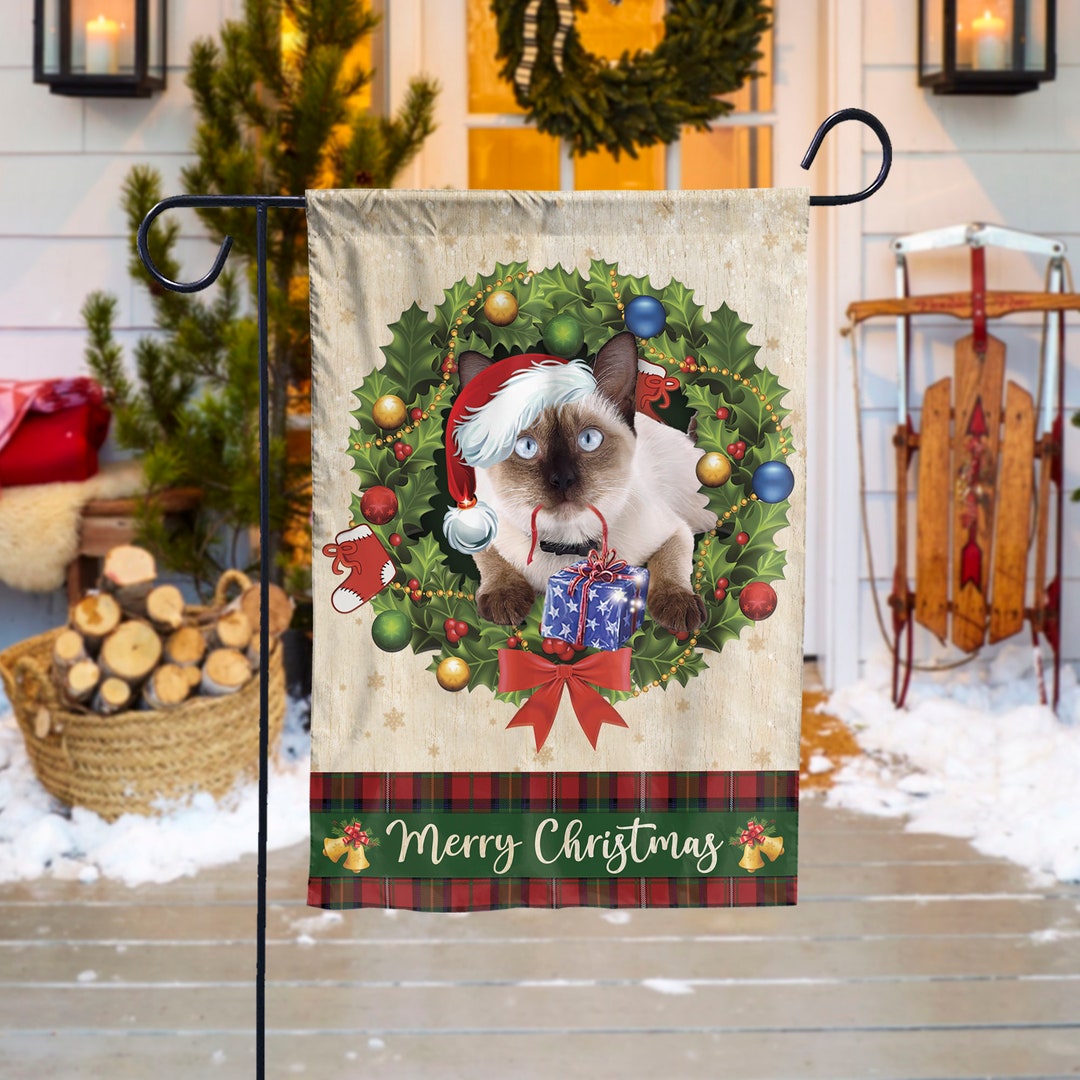 Siamese Cat Merry Christmas Double-sided Flag Siamese Cat - Etsy