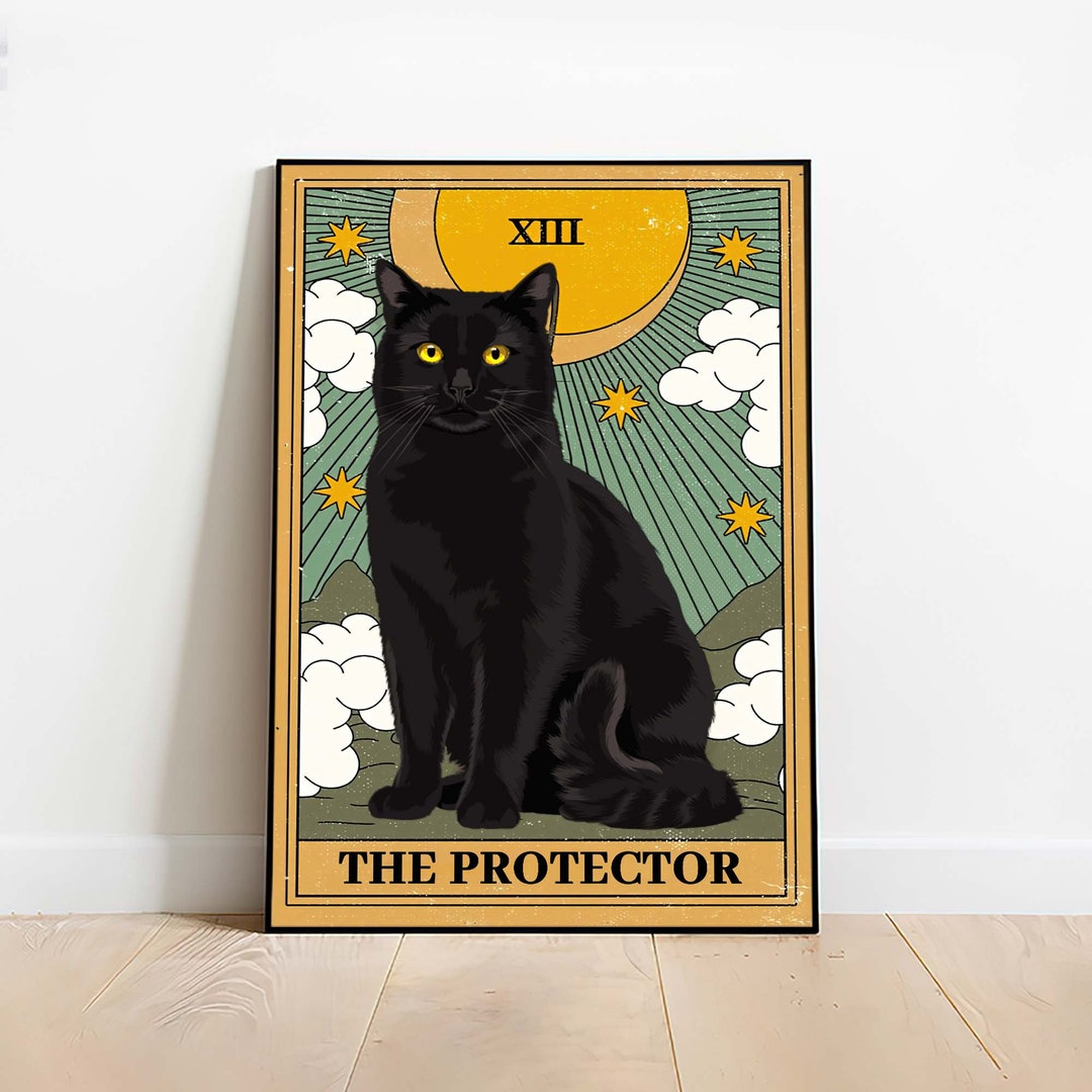 Black Cat the Protector Canvas Poster the Protector Cat - Etsy UK